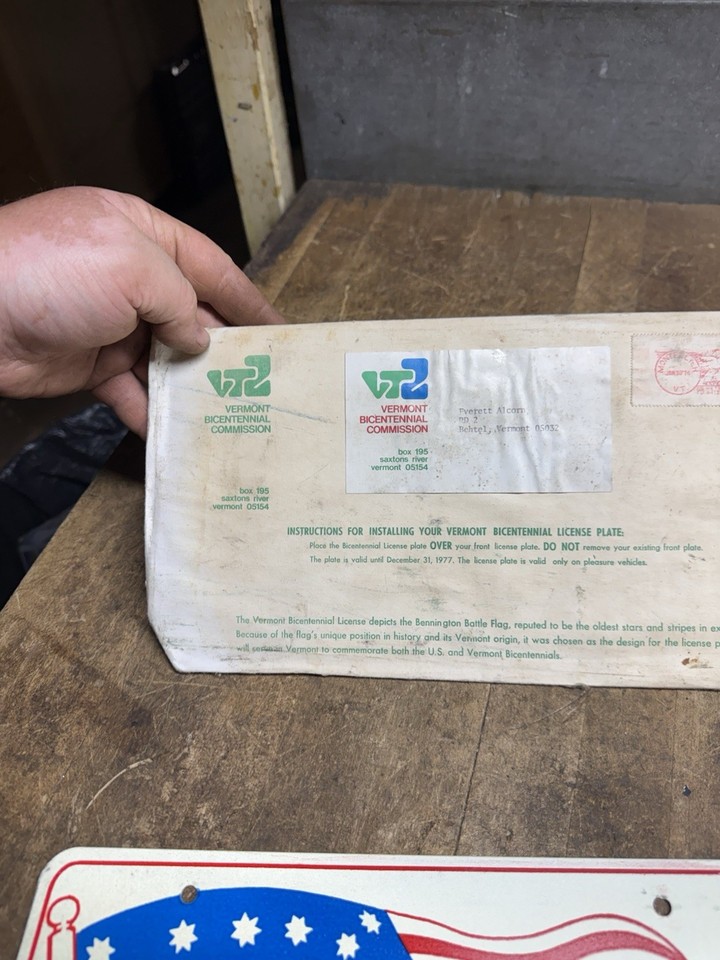 New NOS 1976 76 Vermont Bicentennial VT Vanity Flag License Number ...