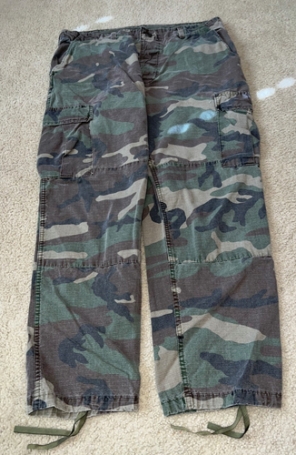 FADED Army Woodland CAMO Combat Military Fatigue BDU Pants - LARGE ...