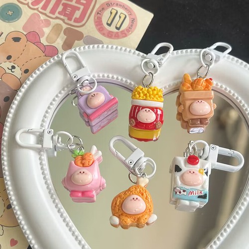 Cartoon Cute Food Resin Pendant Keychain Ins Style Bag Charms Jewelry ...