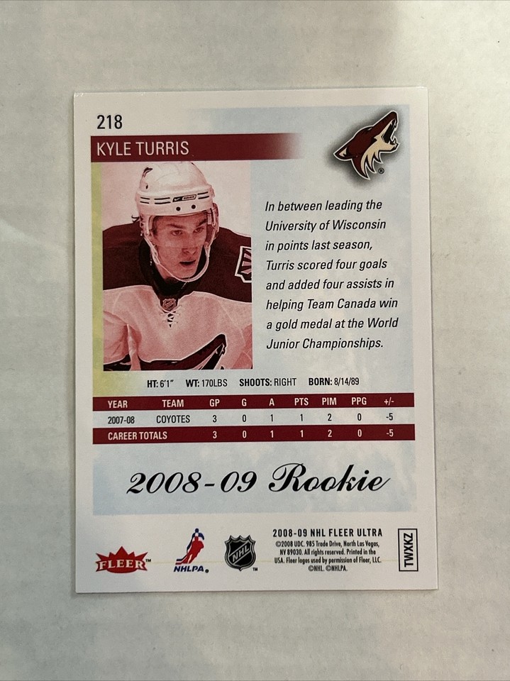 2008-09 Fleer Ultra Rookie RC Gold Medallion Kyle Turris Phoenix ...