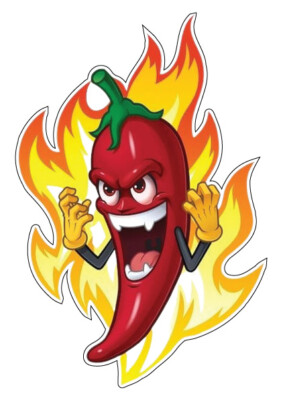 Fiery Fury Angry Hot Red Chili Pepper on Fire vinyl Sticker/printed ...