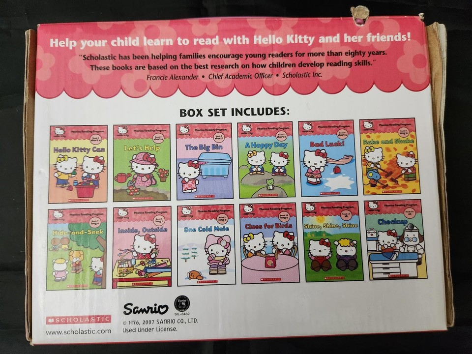 Scholastic Hello Kitty Phonics 9 Book Reading Program Set Carry Box NO ...