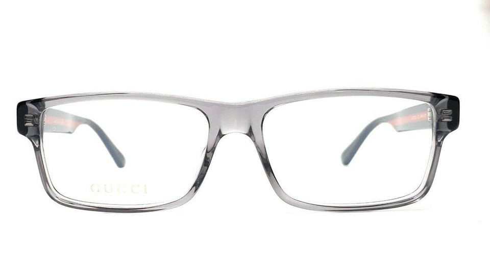 GUCCI GG0752O 003 Rectangle Square Grey Transparent Men's Eyeglasses ...