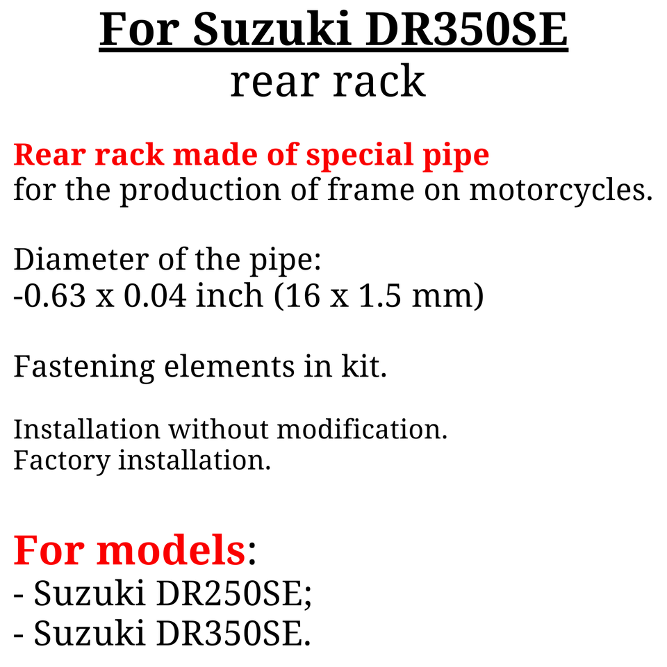 For Suzuki DR350SE Rear rack DR250SE Rear luggage Rack for bags, Free ...