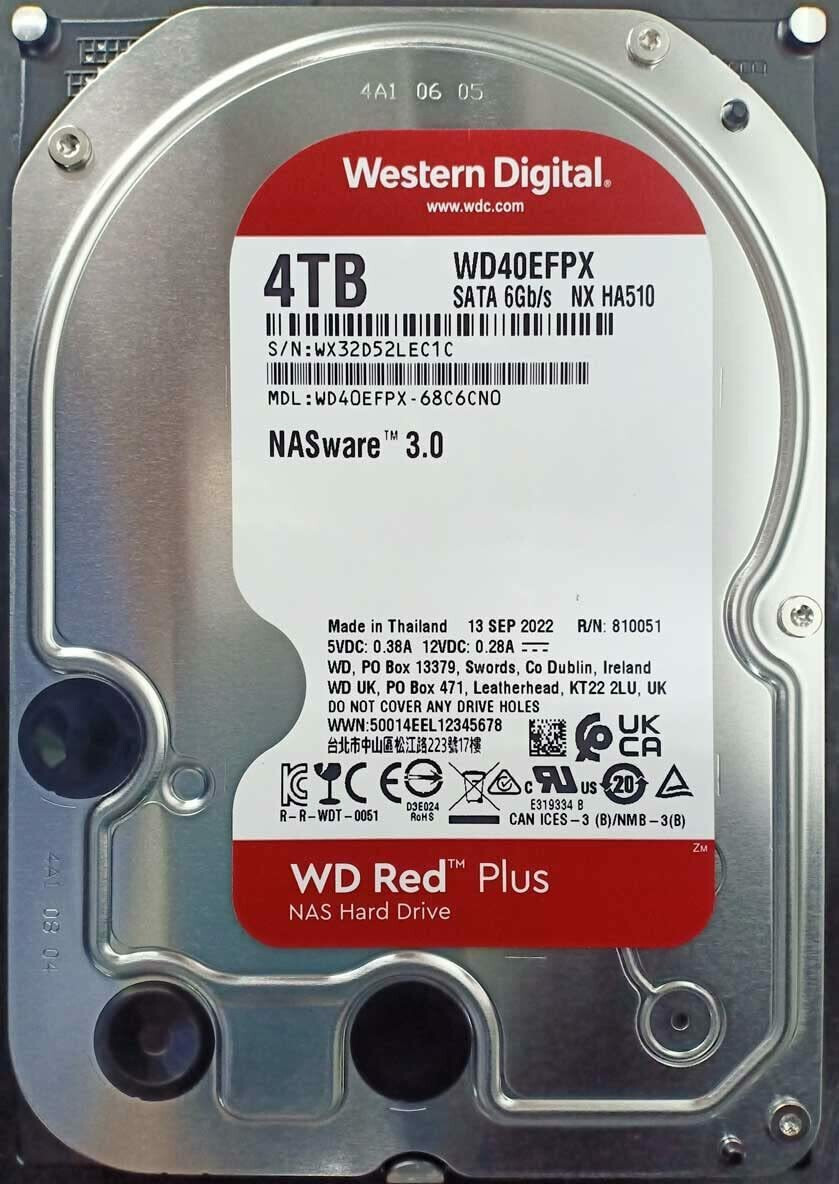 Western Digital WD Red Plus 4TB Hard Disk 3.5” NAS RAID SATA 5400 RPM ...
