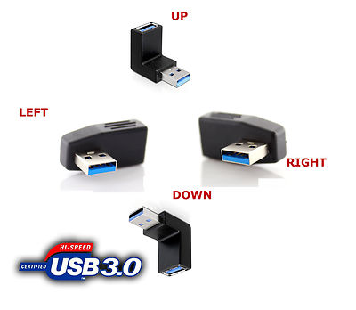 USB 3.0 Angled Adaptors 90 Degree 270 degree L Shaped USB Extension ...