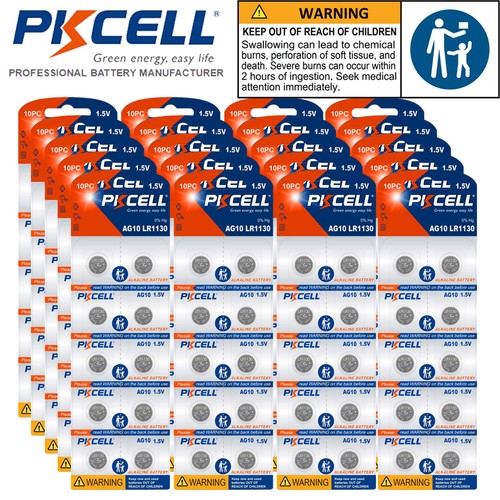 200Pcs LR1130 AG10 SG10 389 189 1.5V Button Coin Cell Battery for ...