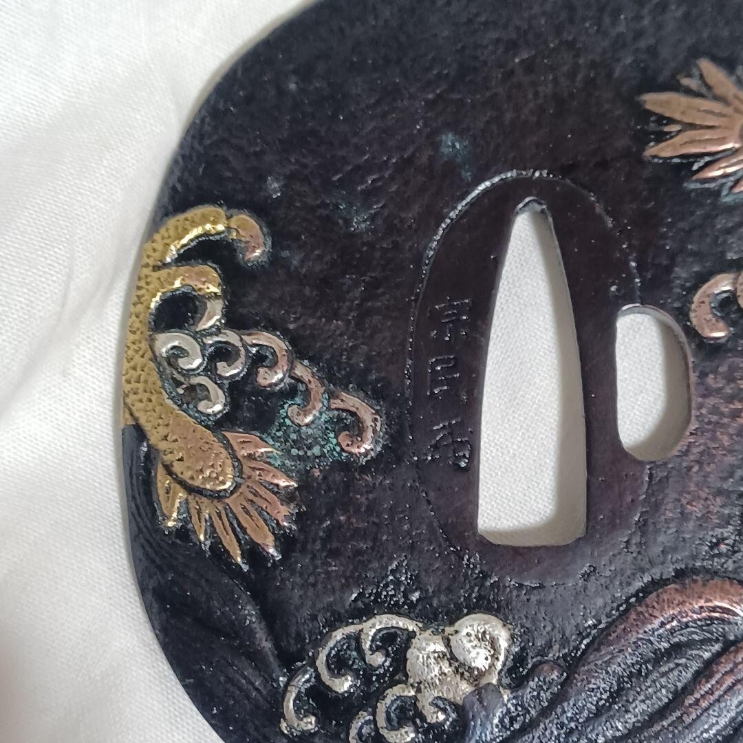 Japanese Antique Tsuba of Katana Samurai Sword Guard Iron Rare Design ...