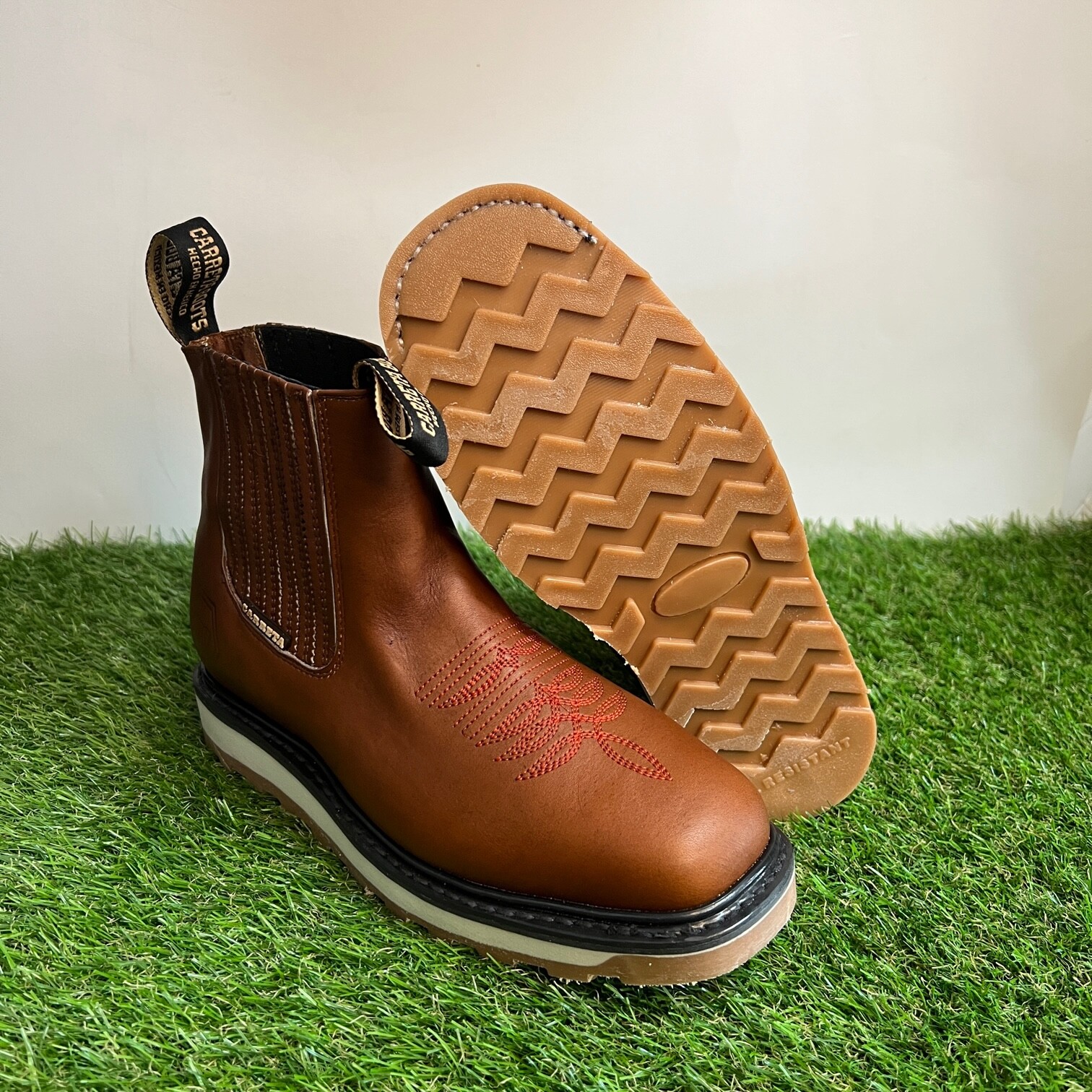 Men's Work ANKLE BOOT Booties Botin Pull On Square Toe oil water ...