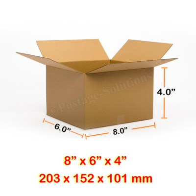 8x6x4 Inches Single Wall Corrugated Cardboard Postal Mailing Boxes 8" x ...