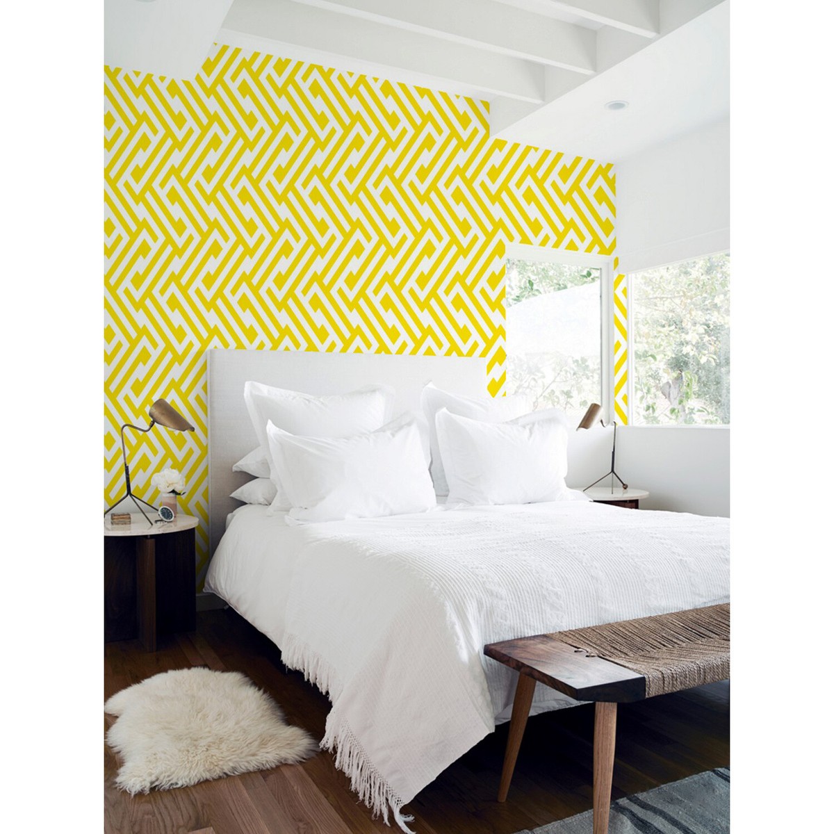 Yellow Chevron Wallpaper Geometric Pattern: Chevron: Black/Yellow
