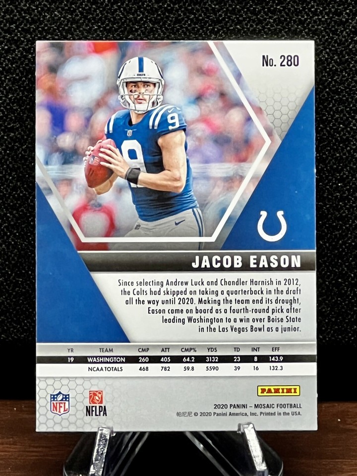 Jacob Eason 2020 Panini Mosaic Rookie Card RC NFL Debut #236 ...