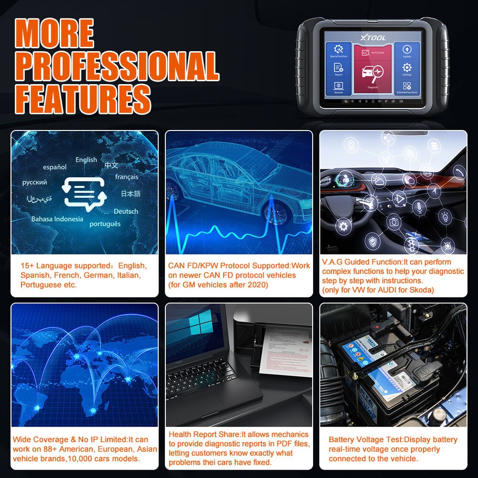 XTOOL D8 Auto Full Systems Bidirectional Diagnostic Scanner Key ...