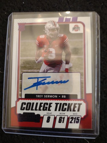 2021 Contenders Draft Picks College Ticket Trey Sermon Rookie Auto RC ...