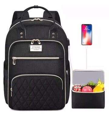 ETRONIK Lunch Backpack for Women, 15.6 inch Laptop Black Color | eBay