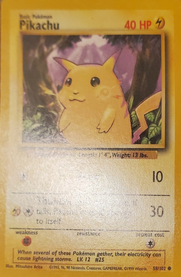 Pikachu yellow cheeks 1995 Pokemon Card | eBay
