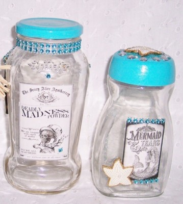 GLASS JARS MERMAID TEARS POTION LOTION LABELS APOTHECARY DECORATIVE ...