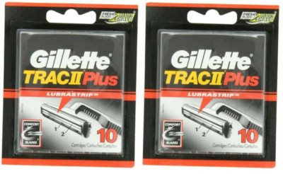 2 Packs, 20 Total Genuine Gillette Trac II Plus Razor Blades with ...