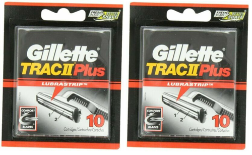 2 Packs, 20 Total Genuine Gillette Trac II Plus Razor Blades with ...