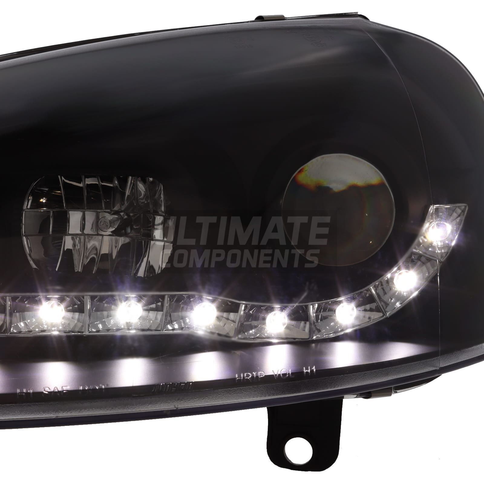 VW Golf Mk5 V 2003-2009 Projector Headlights R8 LED Black Inner GTi ...