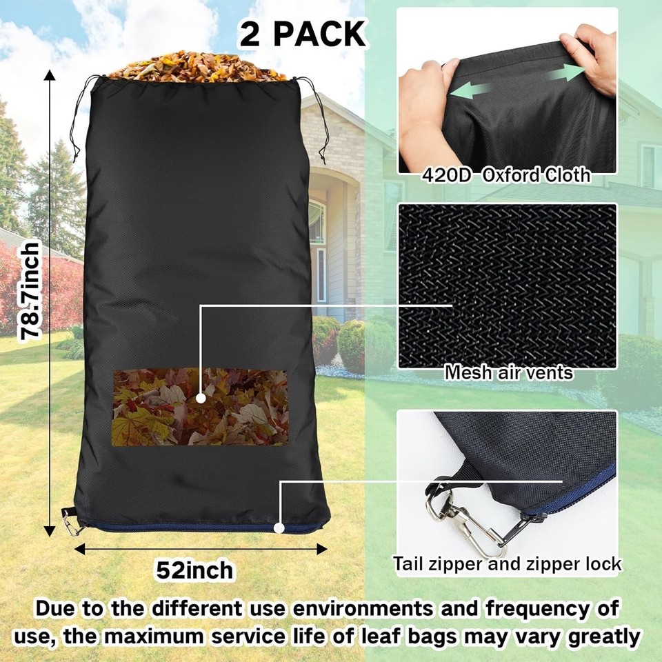 Lawn Tractor Leaf Bag, 420D Thickened Wear-Resistant Leaf Bagger for ...