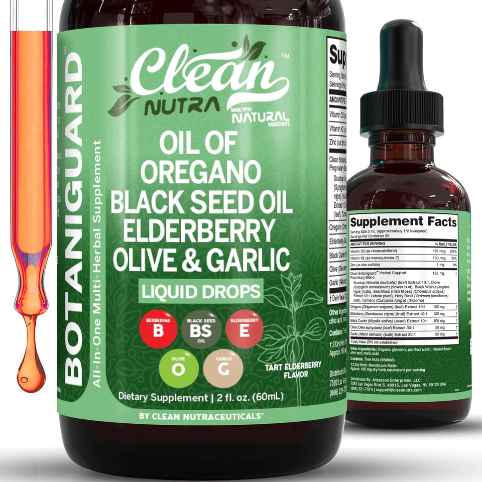 Clean Nutra BOTANIGUARD Liquid Drops with Oil of Oregano, Black Seed ...
