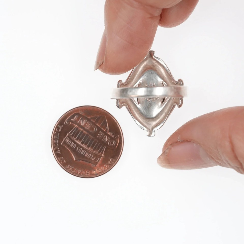 sz8 Vintage Bell trading post cast silver and turquoise ring | eBay UK