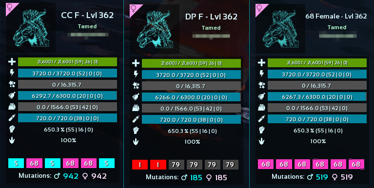 Dreadmare & Dreadstallion 362 LV %100 imprint Ark Survival Ascended ...