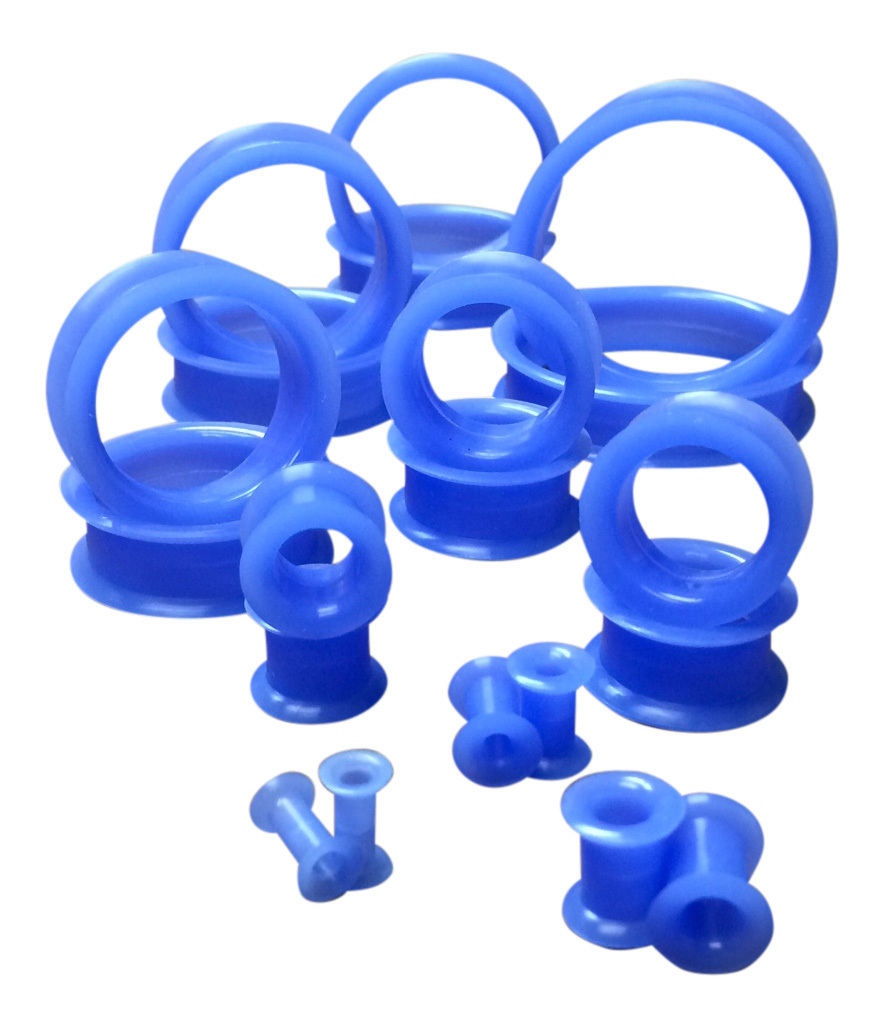 PAIR Soft Silicone Ear Tunnels Plugs - choose from 10 colors up to size ...