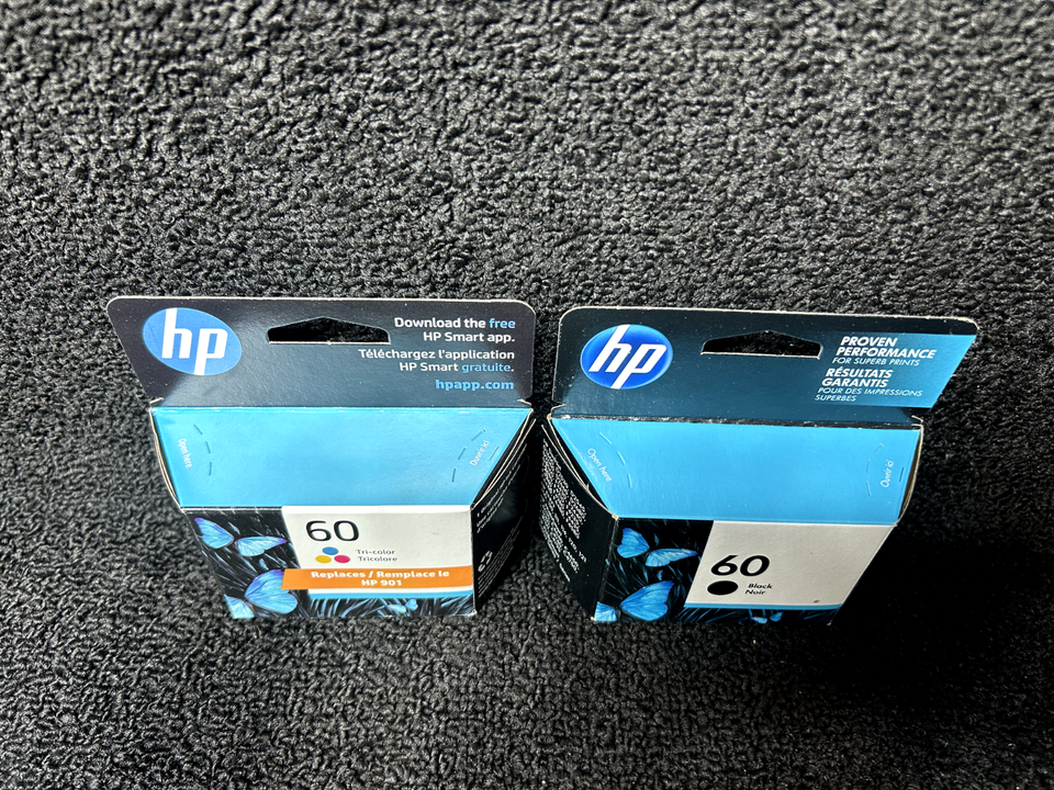 Genuine HP 60 Black & Tri Color Cartridge Set CC640WN CC643WN Date ...