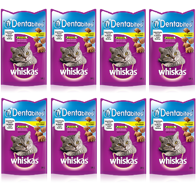 WHISKAS DENTABITES CAT TREATS - (8 Packs) - Feline Chicken Food Snacks ...