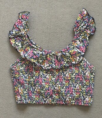 supre navy floral shirred top | eBay Australia