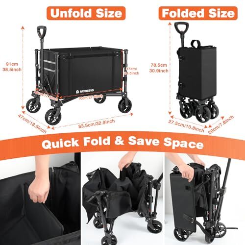 3 in 1 Collapsible Wagon Converts to Bench, 220lbs Foldable Wagon Cart ...