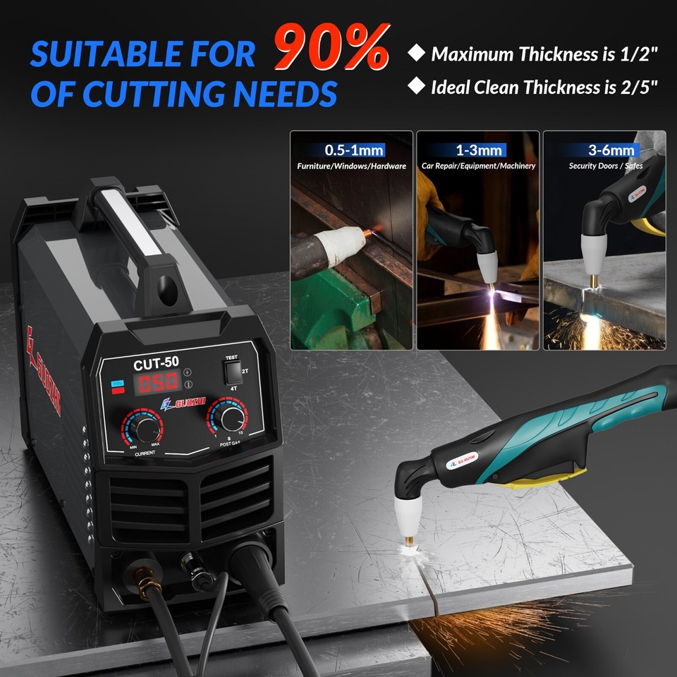 GZ GUOZHI 50A Plasma Cutter Dual Voltage 110V/220V Portable 10MM Clean ...