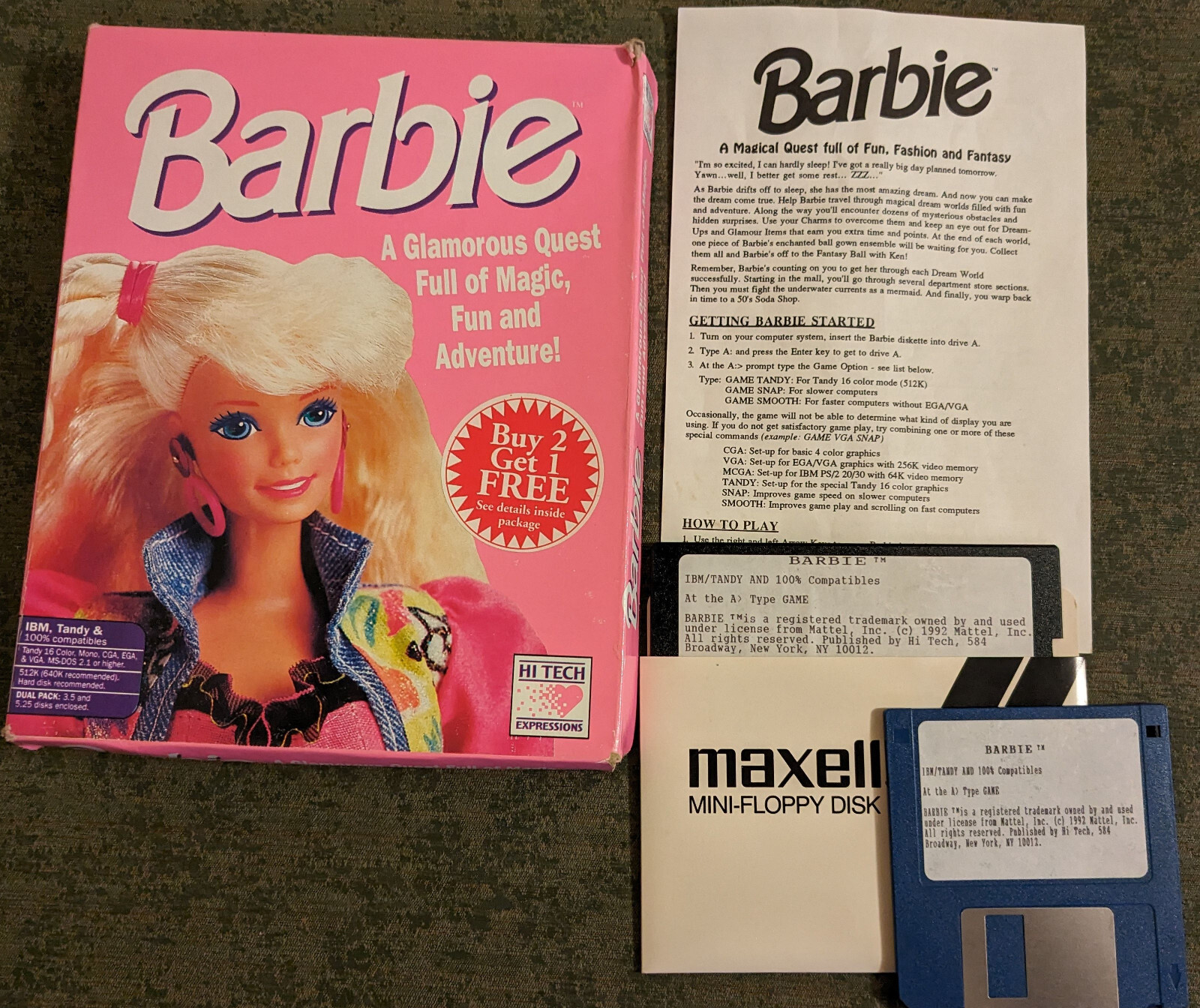 Barbie - retro PC game - Complete - 3.5 + 5.25 inch - 1992 - Hi-Tech ...