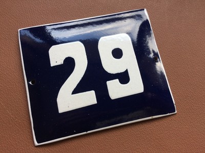 ANTIQUE VINTAGE ENAMEL SIGN HOUSE NUMBER 29 BLUE DOOR GATE STREET SIGN ...