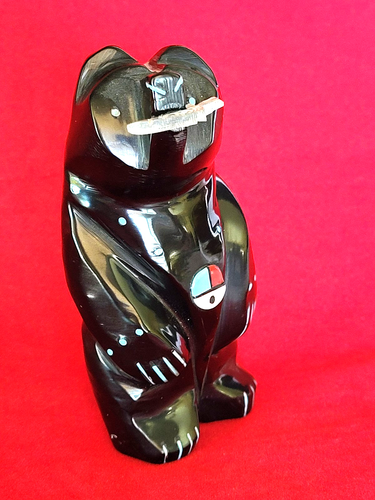 Vintage Native American Hand Carved Jet Zuni Standing Bear Fetish-TYLER ...