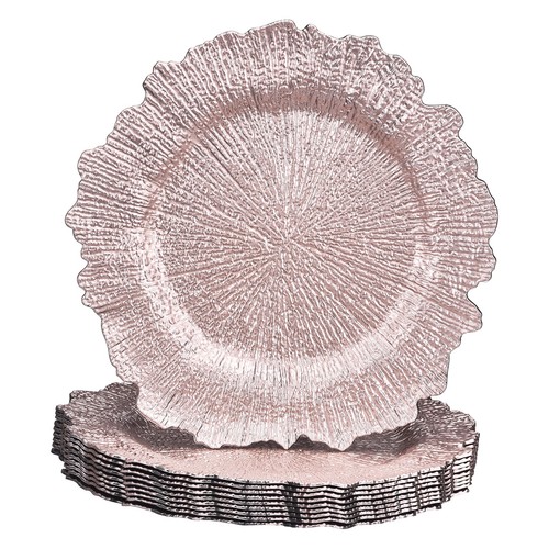 10pcs Plastic Reef Charger Plates Round Floral Charger Plates Wedding ...