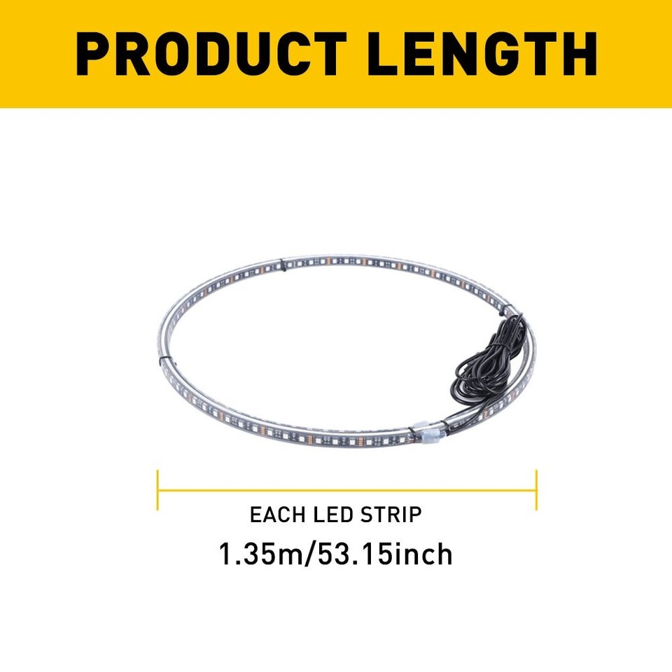 4x17.5'' Double Row LED Wheel Ring Lights Bluetooth Color RGB Rim ...