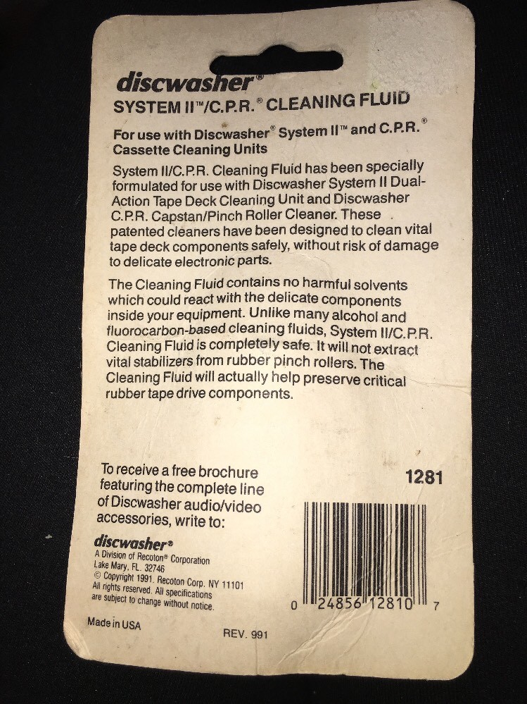 Discwasher system II cleaning fluid Cassette Cleaner-SHIPS SAME ...