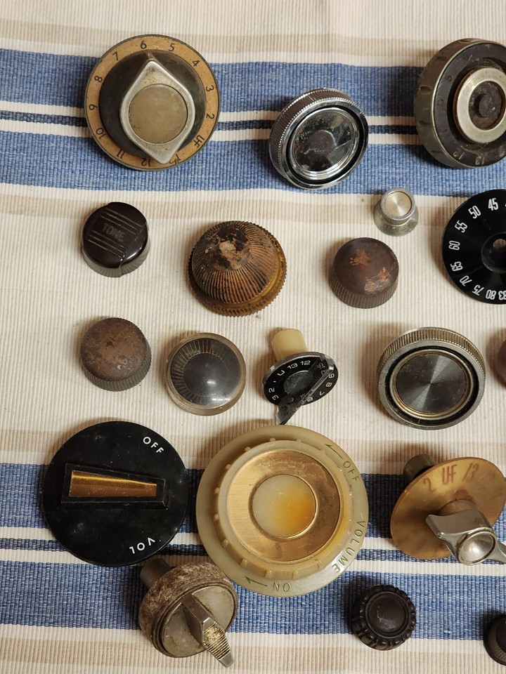 (57) Vintage Lot Television TV and Radio Station Knobs Dials 50s 60s ...