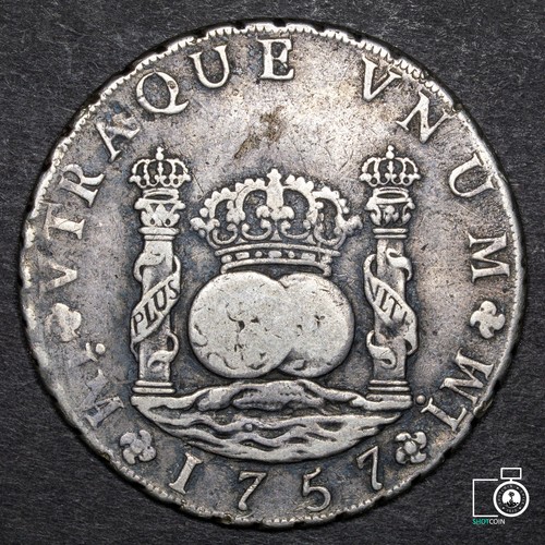 Peru, Lima mint, 8 Reales 1757 JM, Pillar dollar, spanish colonial ...