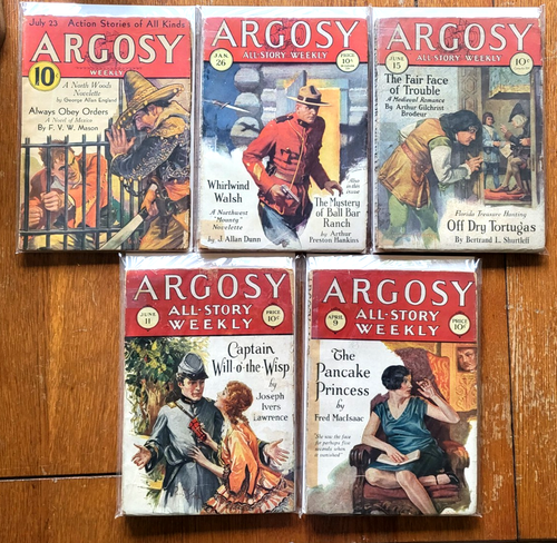 💎 ARGOSY *FIVE ISSUE LOT* Pulp Magazines 1930s RARE Vintage Books ...