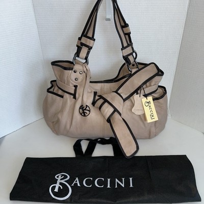 BACCINI MILANO X Large Leather Hand/Shoulder Bag Purse Color Camel ...