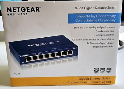 NETGEAR GS108 ProSafe (GS108-400NAS) 8 Port Standalone Gigabit Ethernet ...