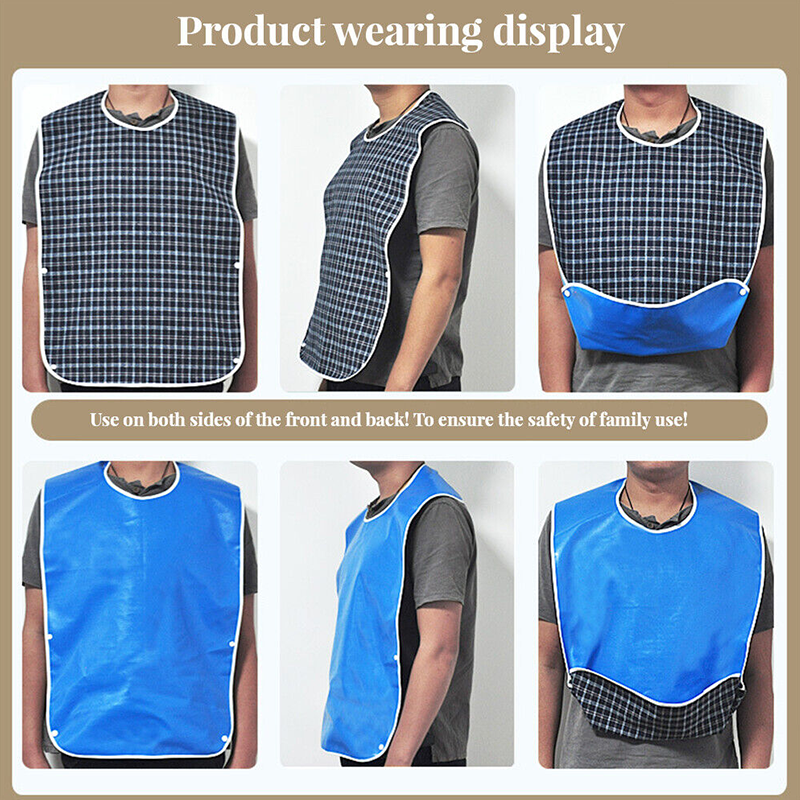 Large Adult Waterproof Mealtime Bib Protector Disability Aid Clothes ...