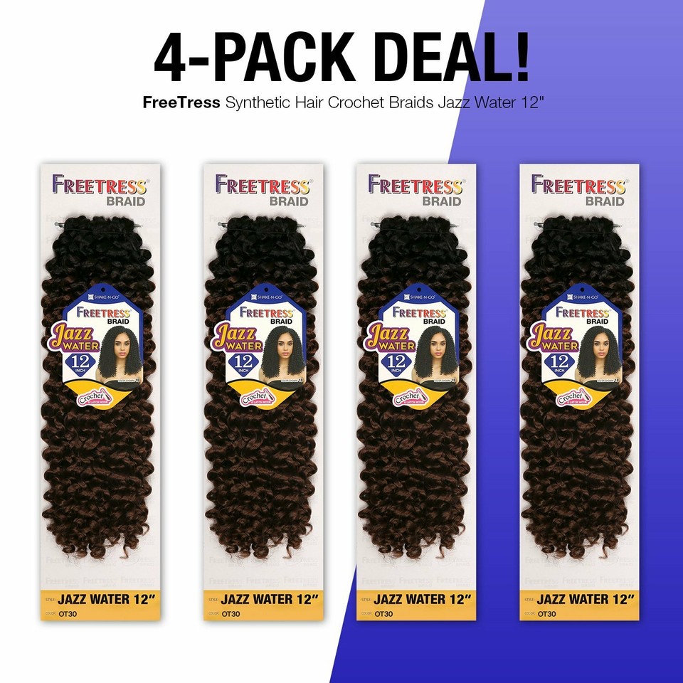 *4-PACK/6-PACK* JAZZ WATER 12" - FREETRESS SYNTHETIC CROCHET BRAID BULK ...