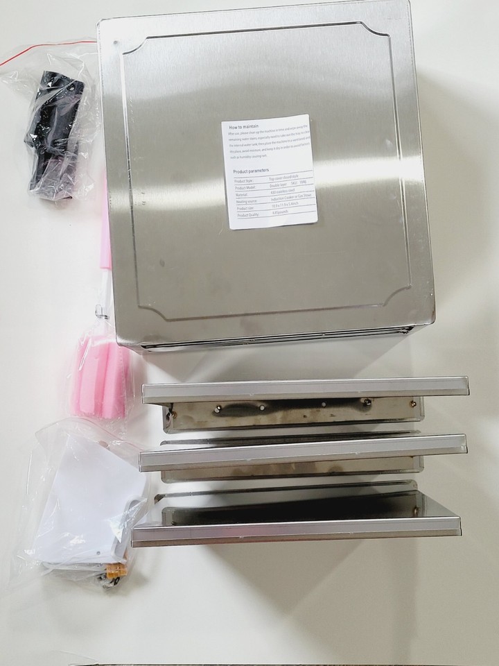 2 Layer Stainless Steel Steamer Cooker Rice Noodle Rolls Machine 28x30 ...