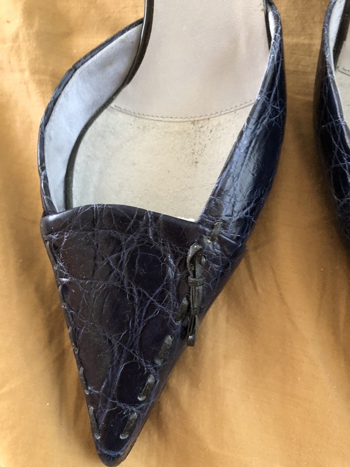Franco Fieramosca Navy skin mules. Brand new. Size 7.5 | eBay