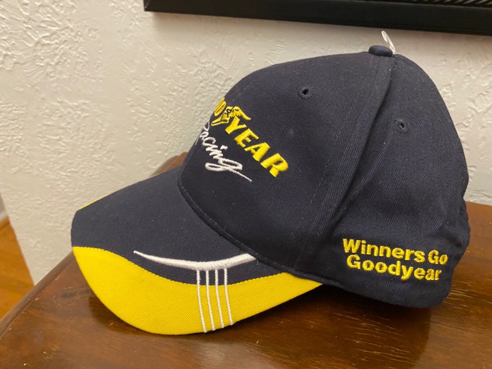 Goodyear Racing Hat Yellow Adjustable Strap Back Cap NASCAR Racing | eBay